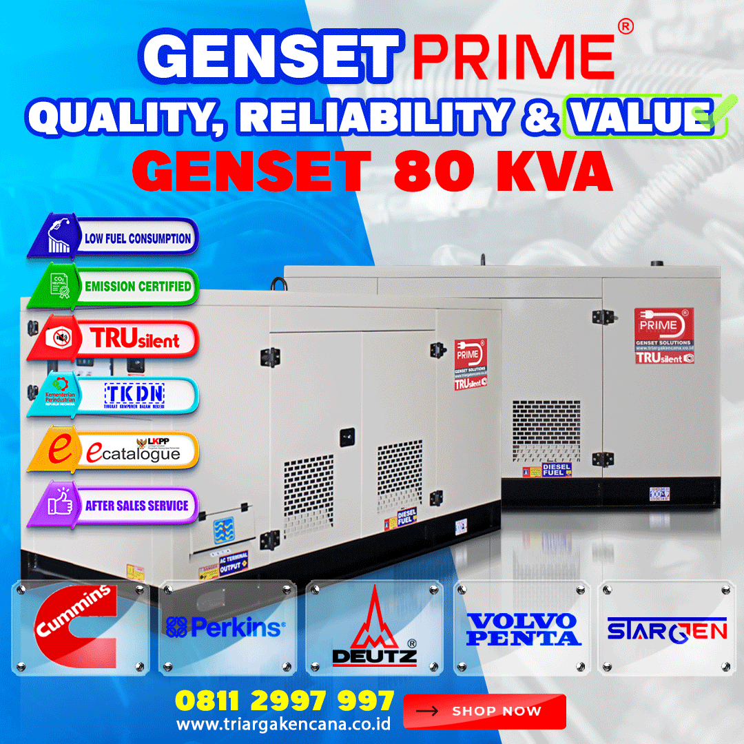 TRI ARGA KENCANA - KAPASITAS GENSET PRIME - Genset 80 KVA Resmi