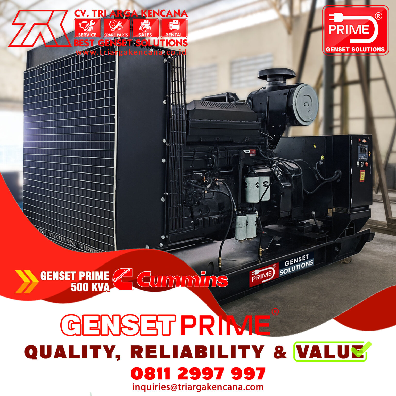 Genset Cummins 500 kVA Open Type Siap Kirim | Harga Terbaik & Distributor Terpercaya – Tri Arga ...